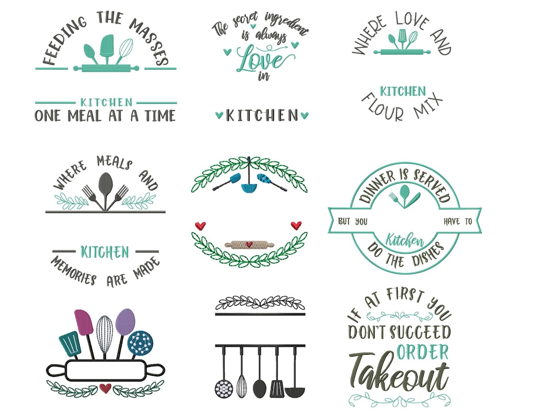 Kitchen Embroidery Designs: Split Monogram Frames, Kitchen Sayings ...