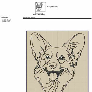 Corgi Dog Face Machine Embroidery Design, Outline Back Stitch Style ...