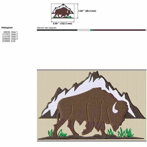 Buffalo With Mountain Machine Embroidery Designs, Wildlife Embroidery ...