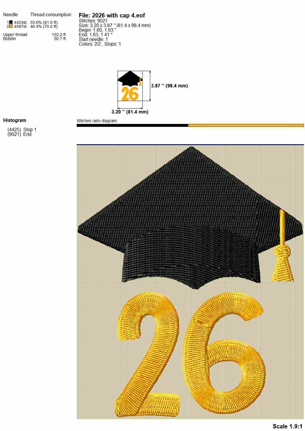 2026 Graduation Machine Embroidery Design With Year and Graduation Cap ...