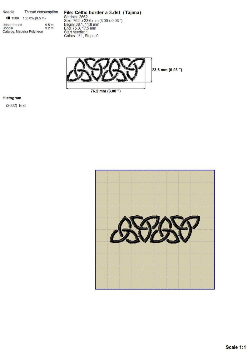Celtic Border Machine Embroidery Design: Medieval Trinity Knot Pattern ...