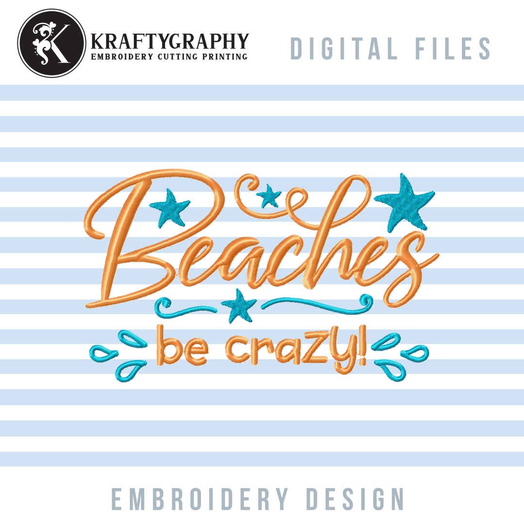 Beach Embroidery Design, Beach Sayings Embroidery Pattern, Starfish ...