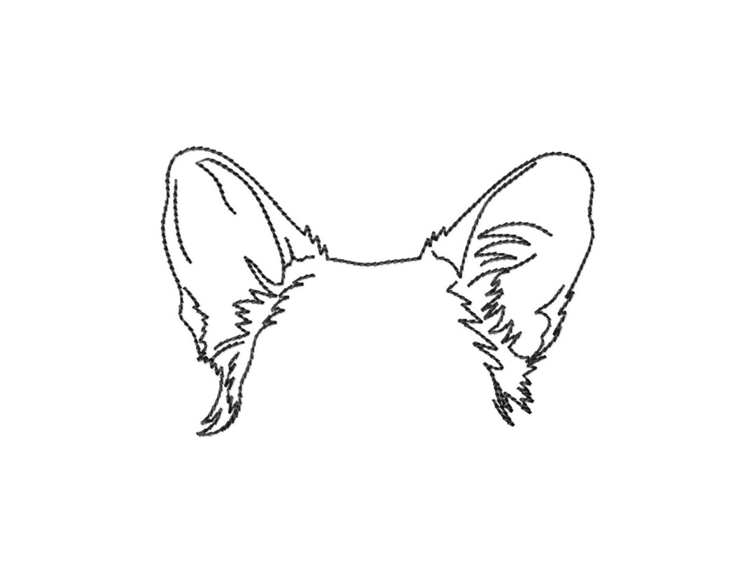 Corgi Dog Ears Outline Machine Embroidery Design: Outline (digital File ...