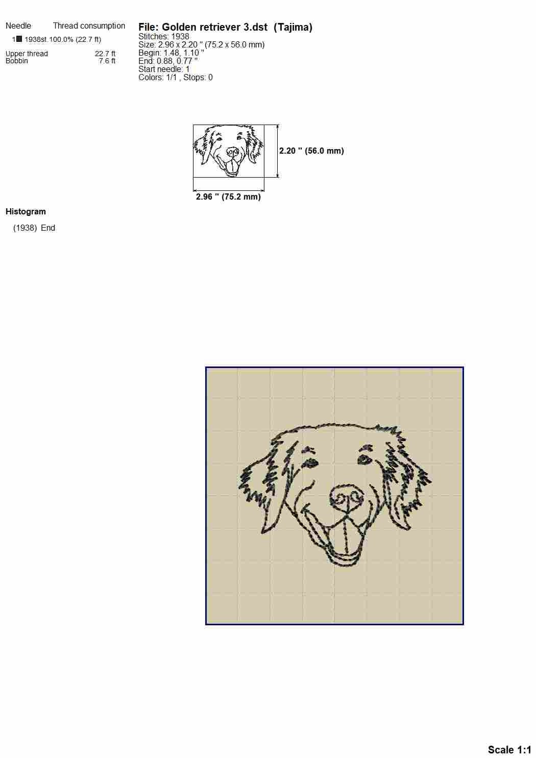 Golden Retriever Face Machine Embroidery Design: Dog Sketch Outline ...
