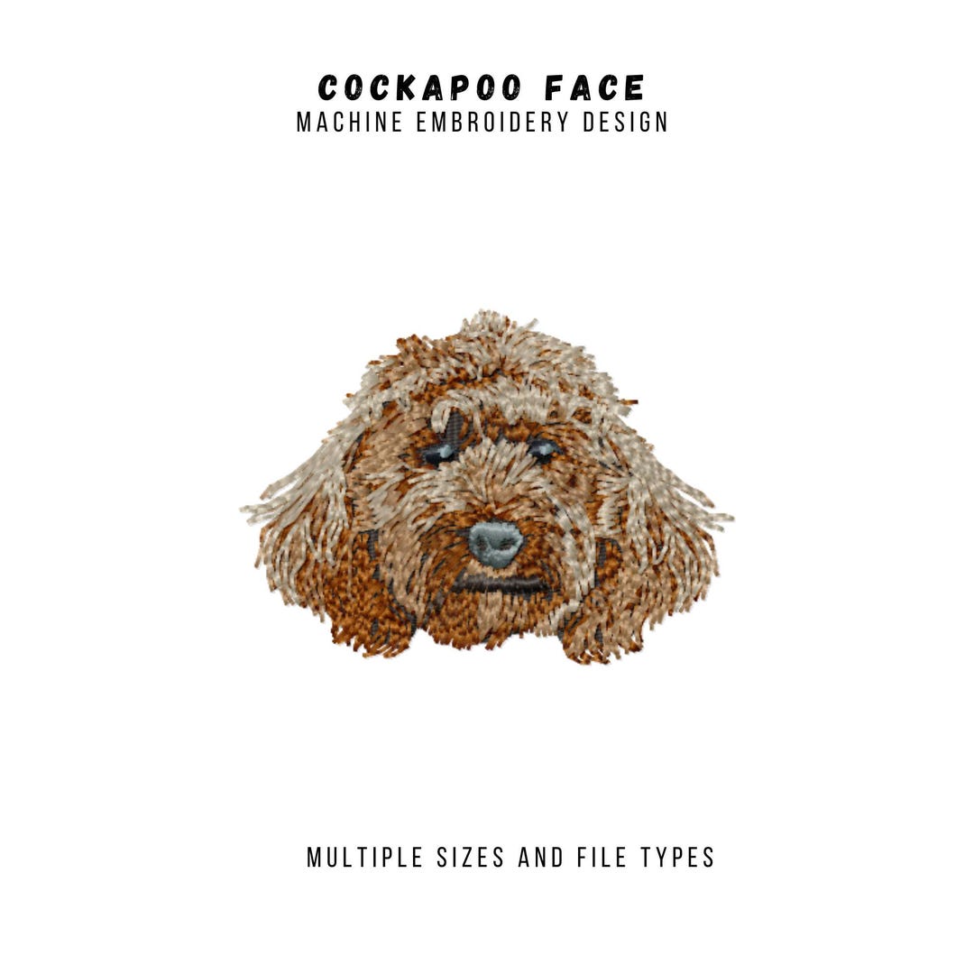 Cockapoo Embroidery Designs: Dog Face Fill and Applique, 2.5in -8in ...