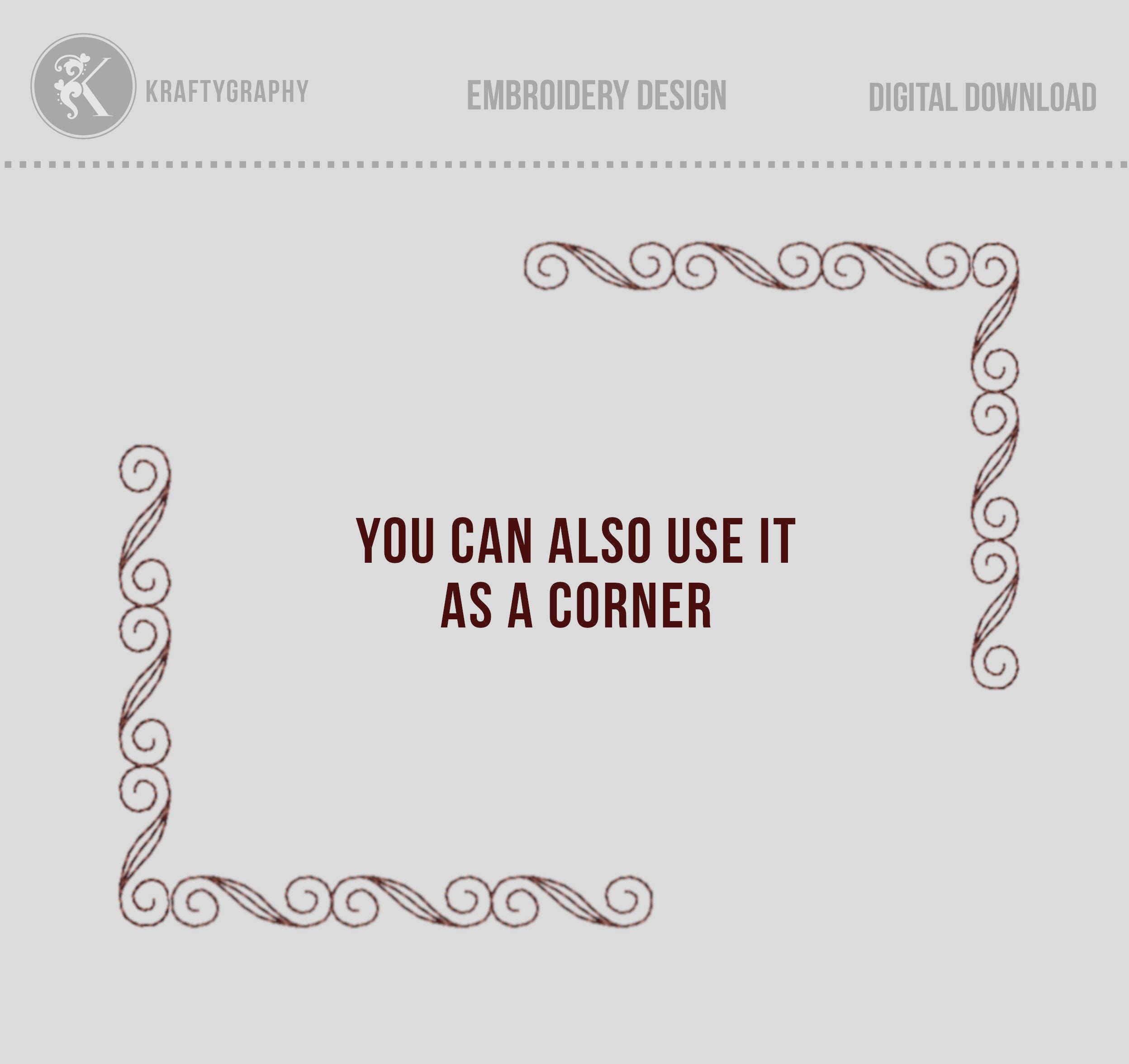 Continuous Swirl Border Machine Embroidery Designs, Bean and Single Run ...