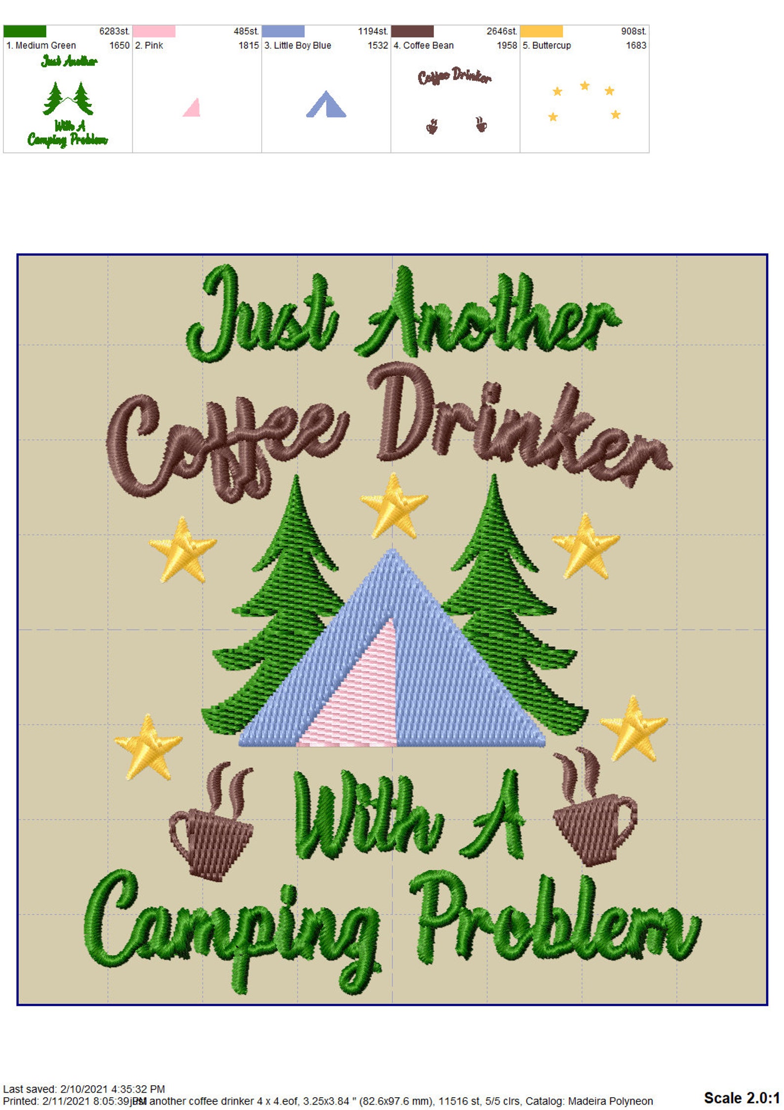Drinking Camping Machine Embroidery Designs Coffee Embroidery - Etsy