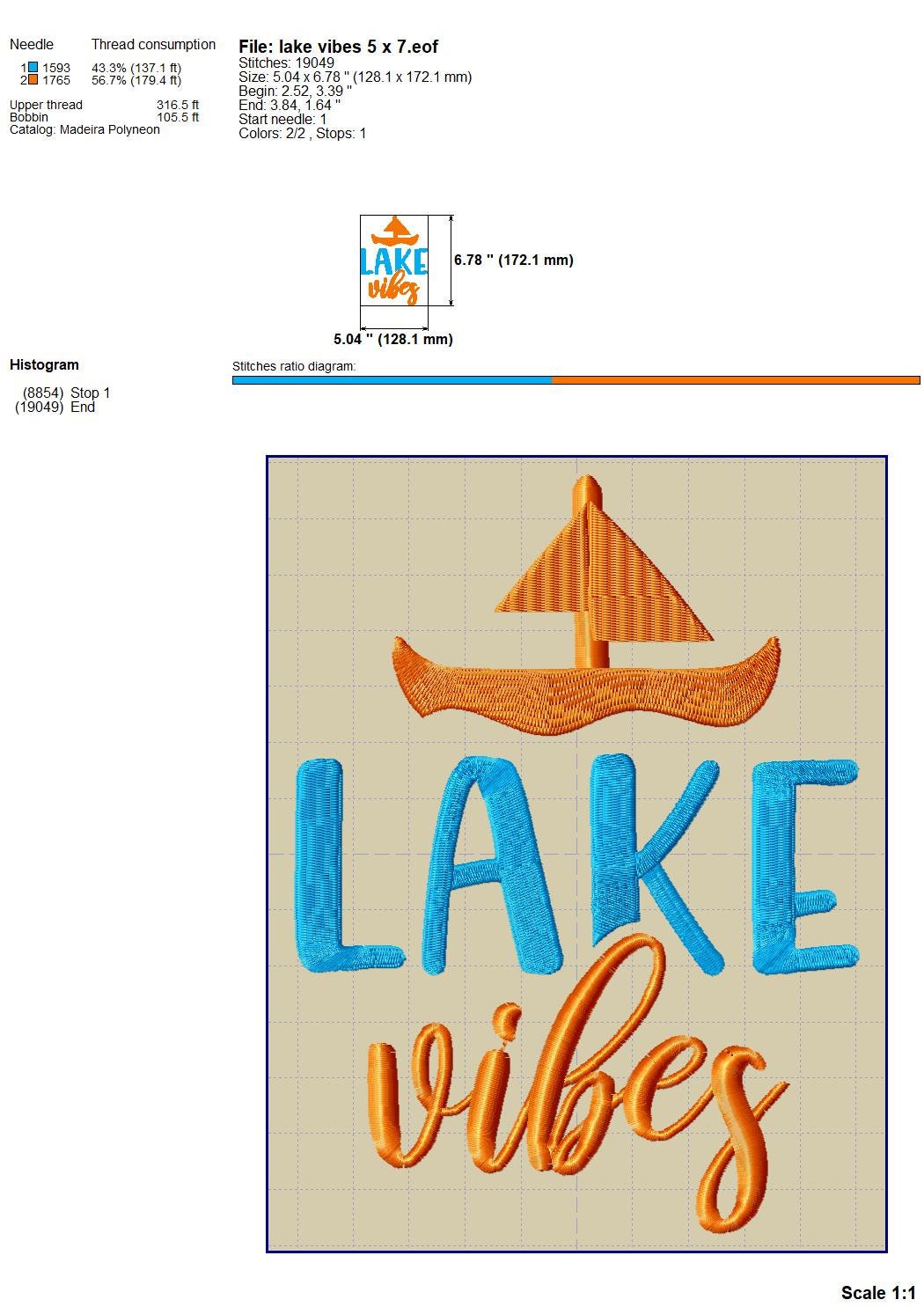 Lake Vibes Machine Embroidery Designs Boat Embroidery | Etsy