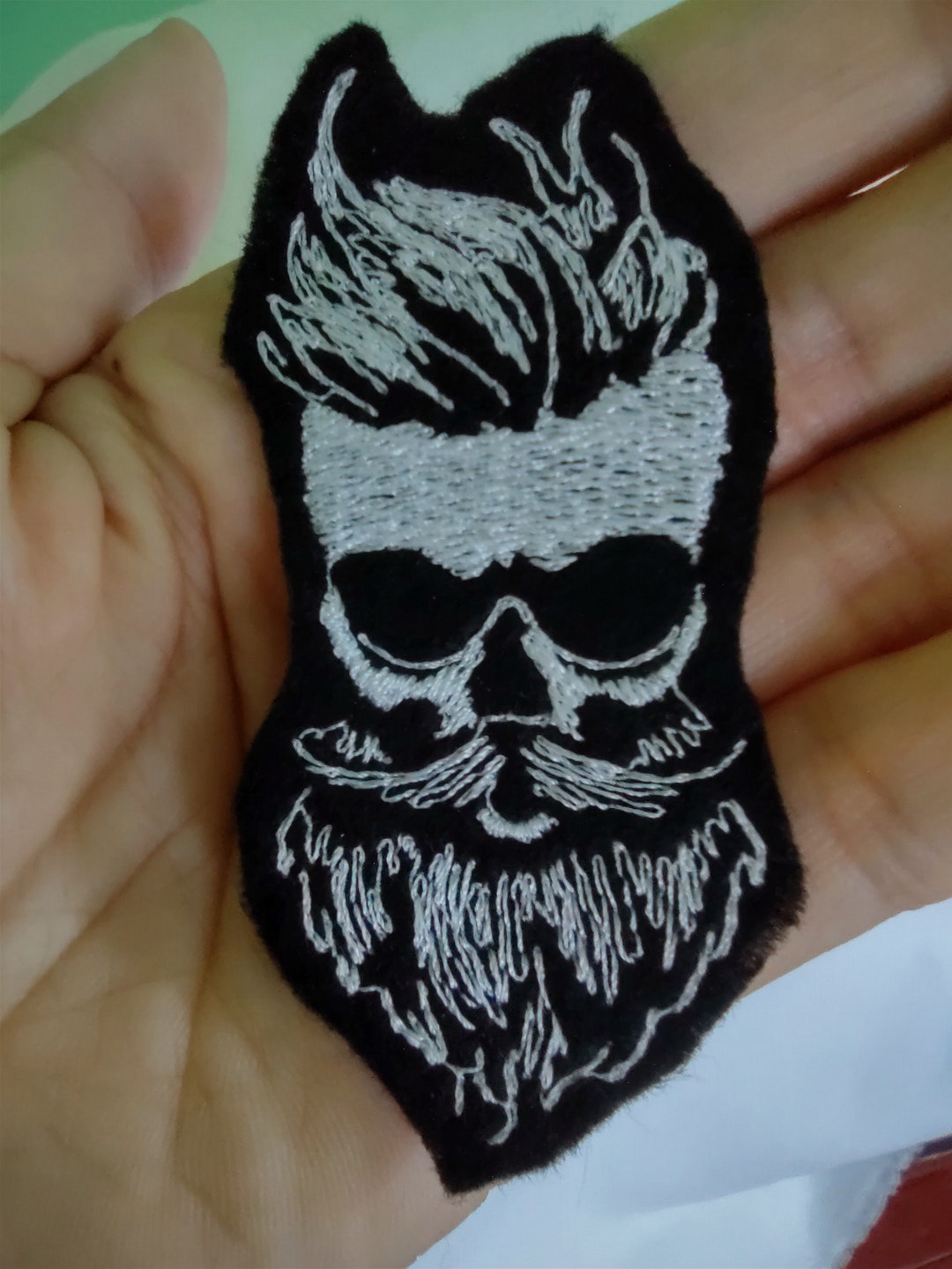 Hipster Skull Embroidery Design: Beard & Hair (machine Files) - Etsy