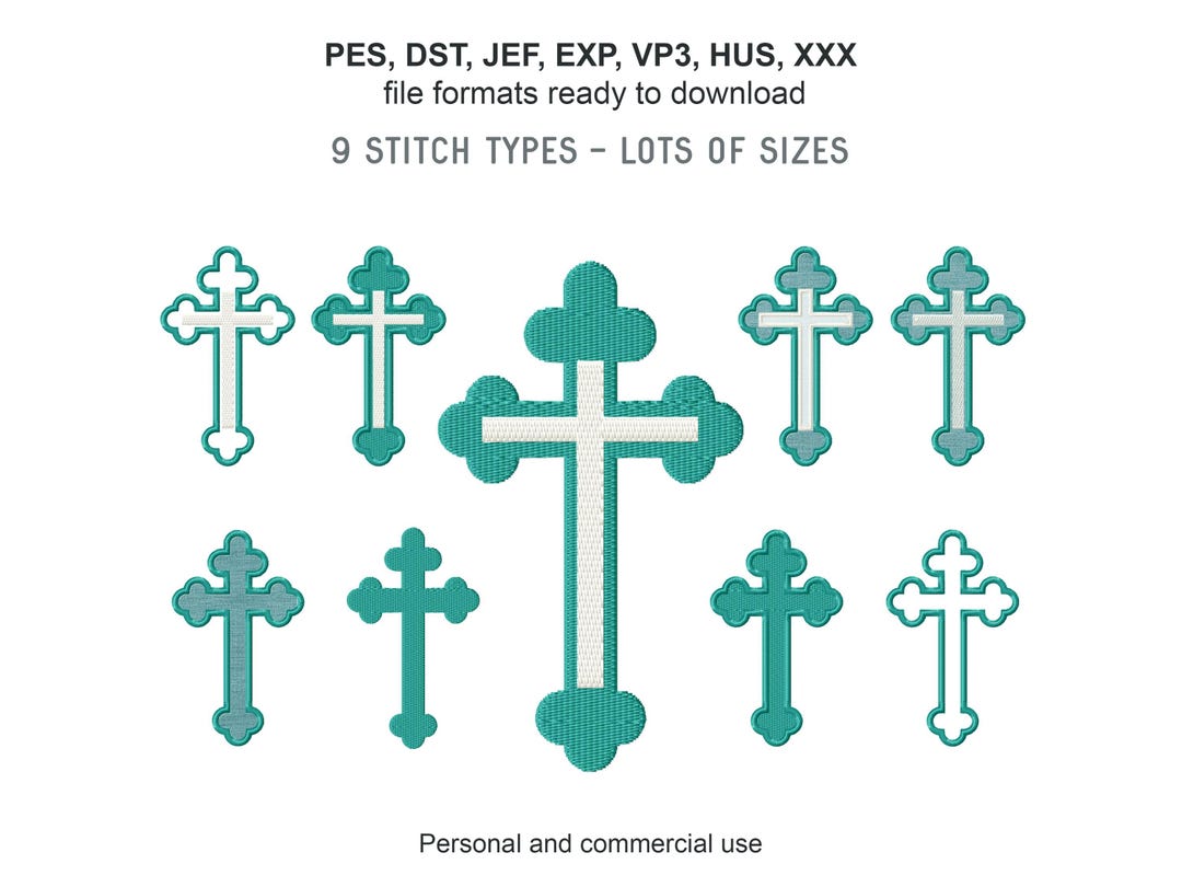 Christian Cross Machine Embroidery Designs Bundle: Fill Stitch and ...