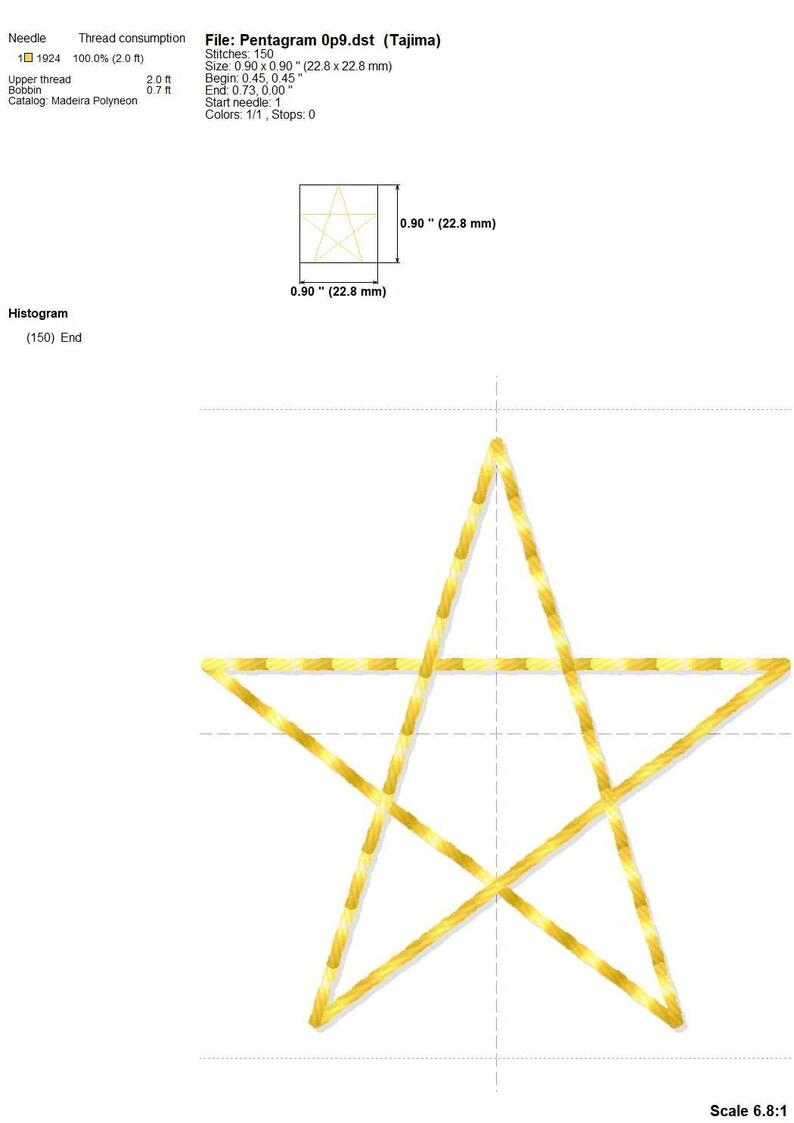 Pentagram Machine Embroidery Design: Pagan Star Applique (digital Files ...