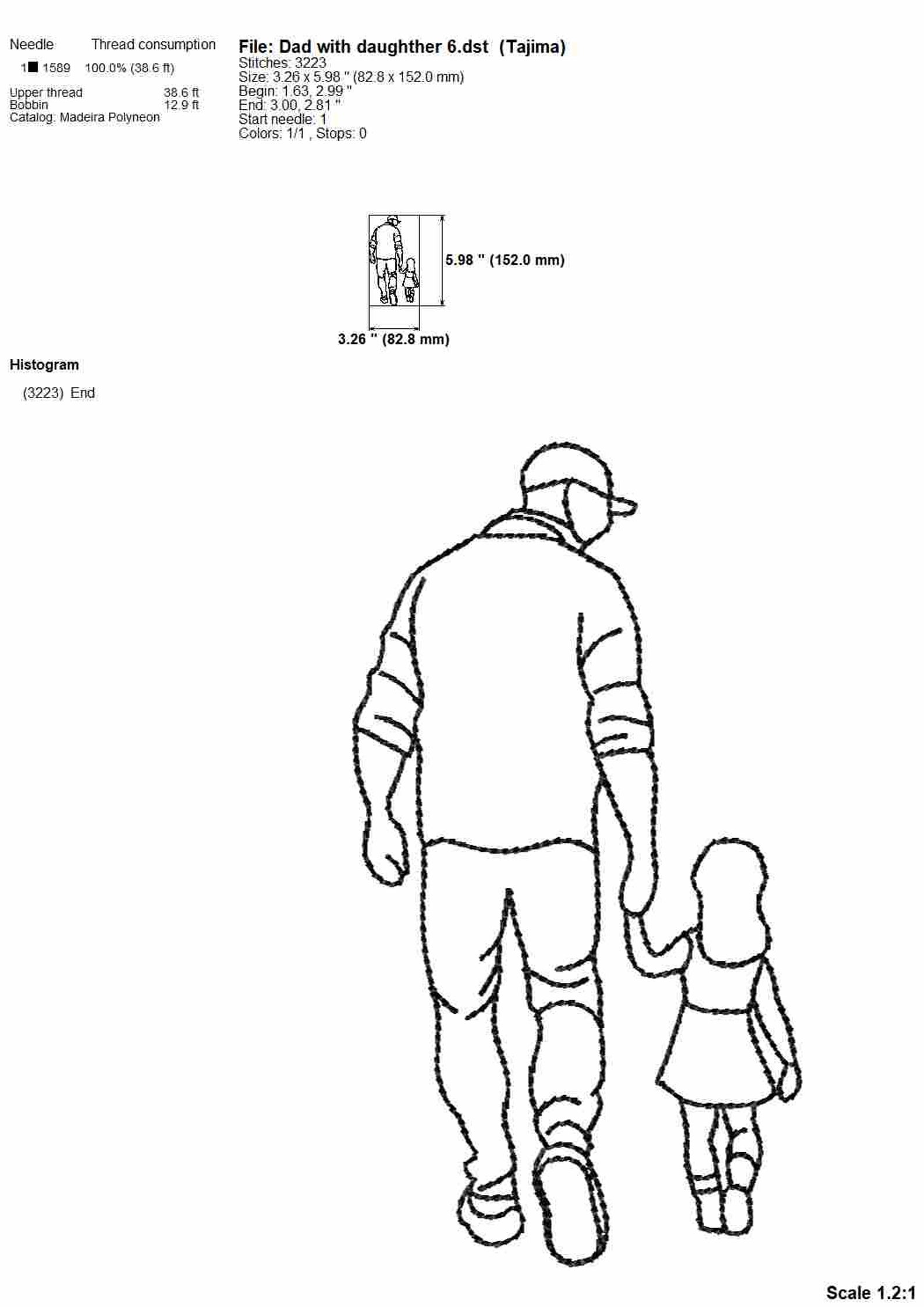 Dad and Daughter Machine Embroidery Design, Father’s Day Outline ...