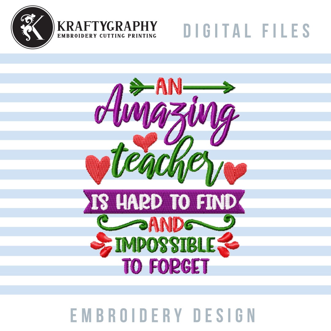 Teacher Appreciation Machine Embroidery Designs, Teacher Embroidery ...