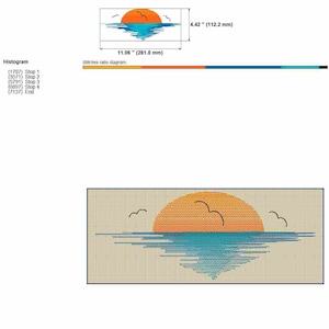 Sunset Machine Embroidery Design With Ocean, Light Density: 4in -12in ...