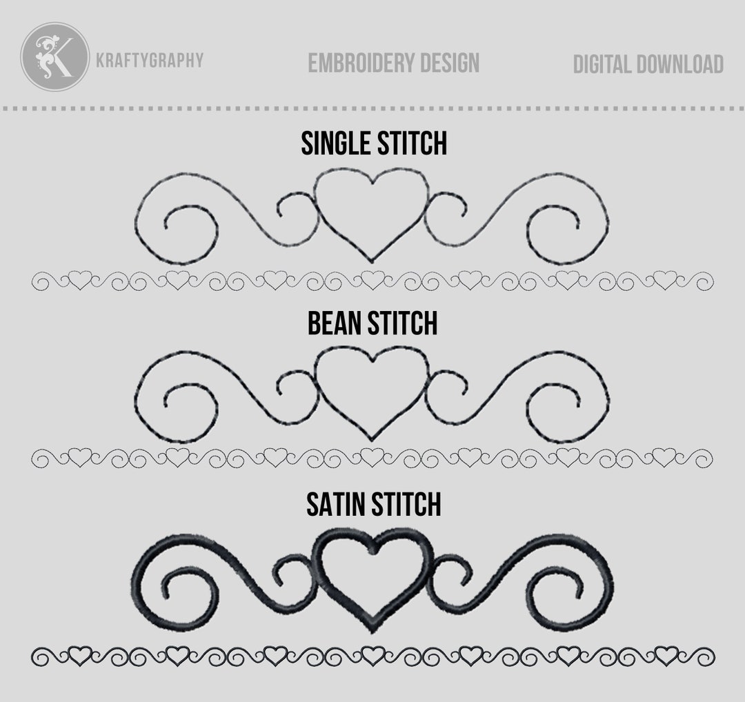 Heart Border Machine Embroidery Designs: Continuous Decorative Element ...