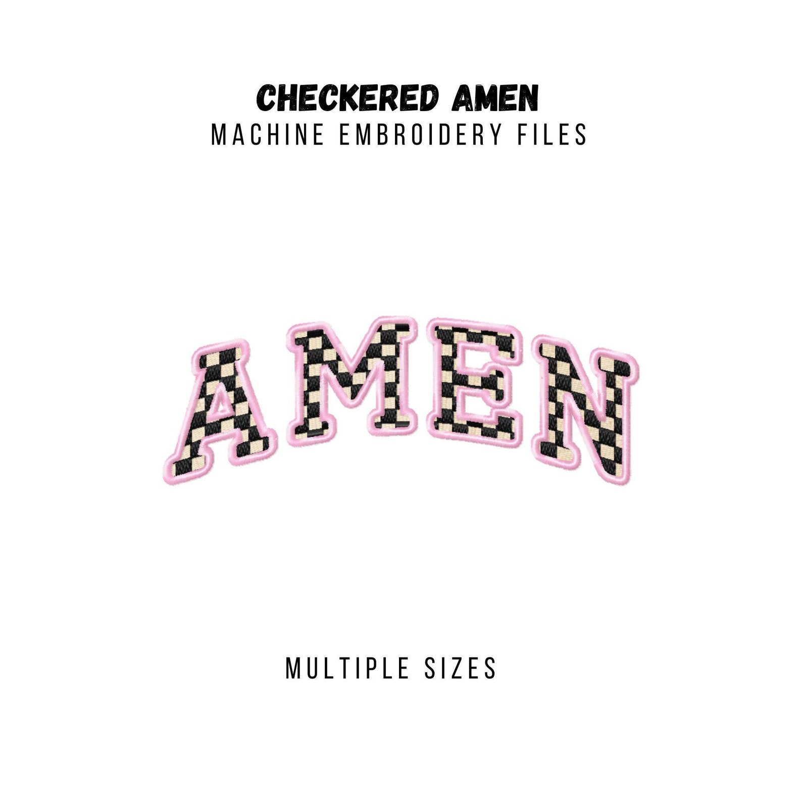 Checkered Amen Word Machine Embroidery Design: Applique, Fill (multiple ...