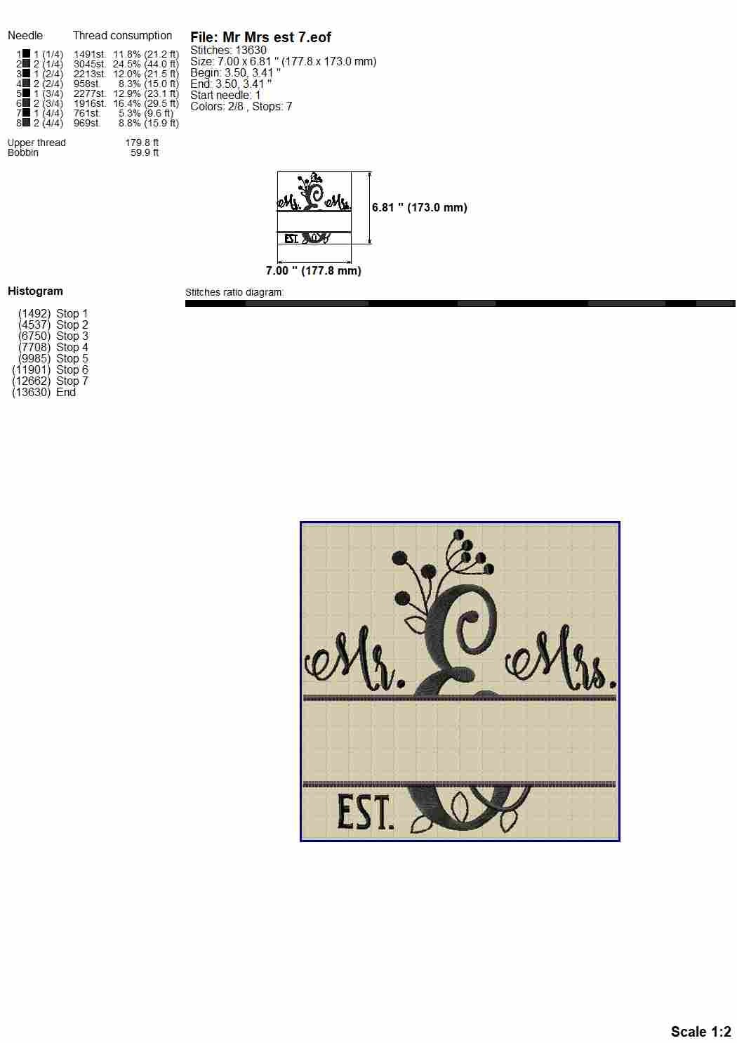 Mr and Mrs EST Split Monogram Machine Embroidery Designs - Etsy