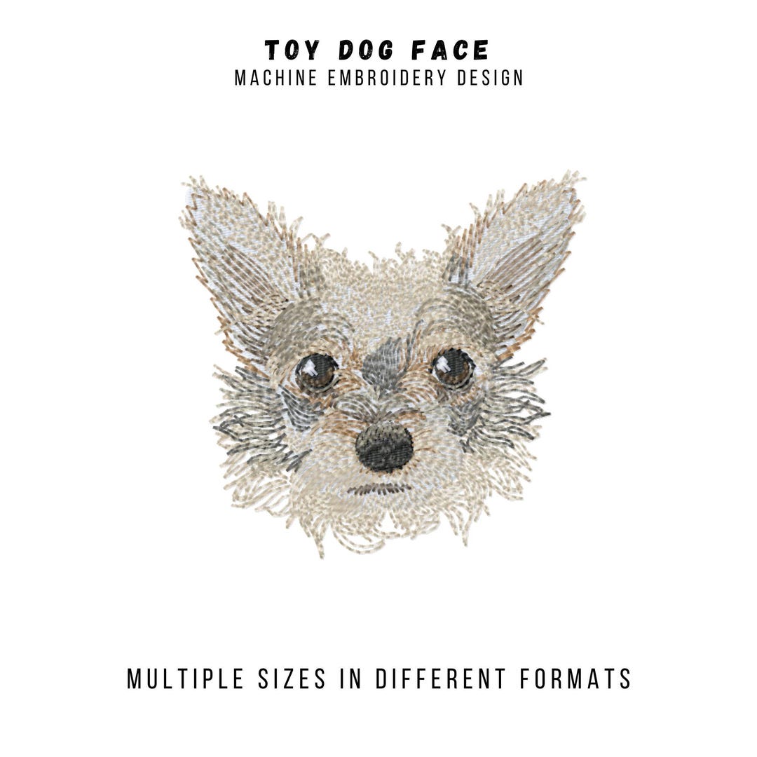 Toy Dog Face Machine Embroidery Design, Fill and Applique Style, Sketch ...