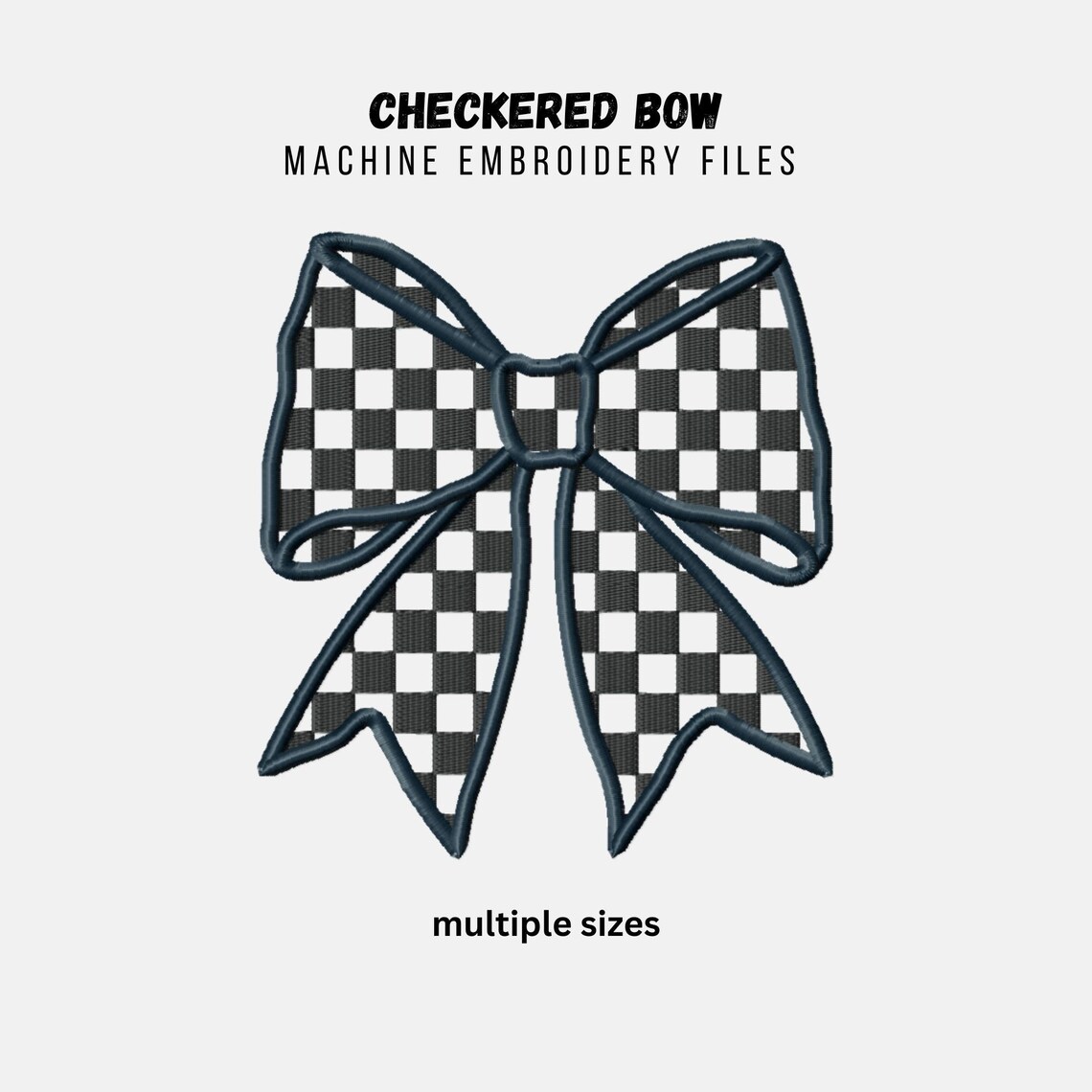 Checkered Bow Machine Embroidery Design: Retro Ribbon Applique and Fill ...