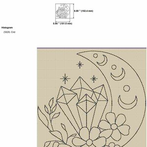 Celestial Chrystals Machine Embroidery Designs, Moon With Flowers and ...