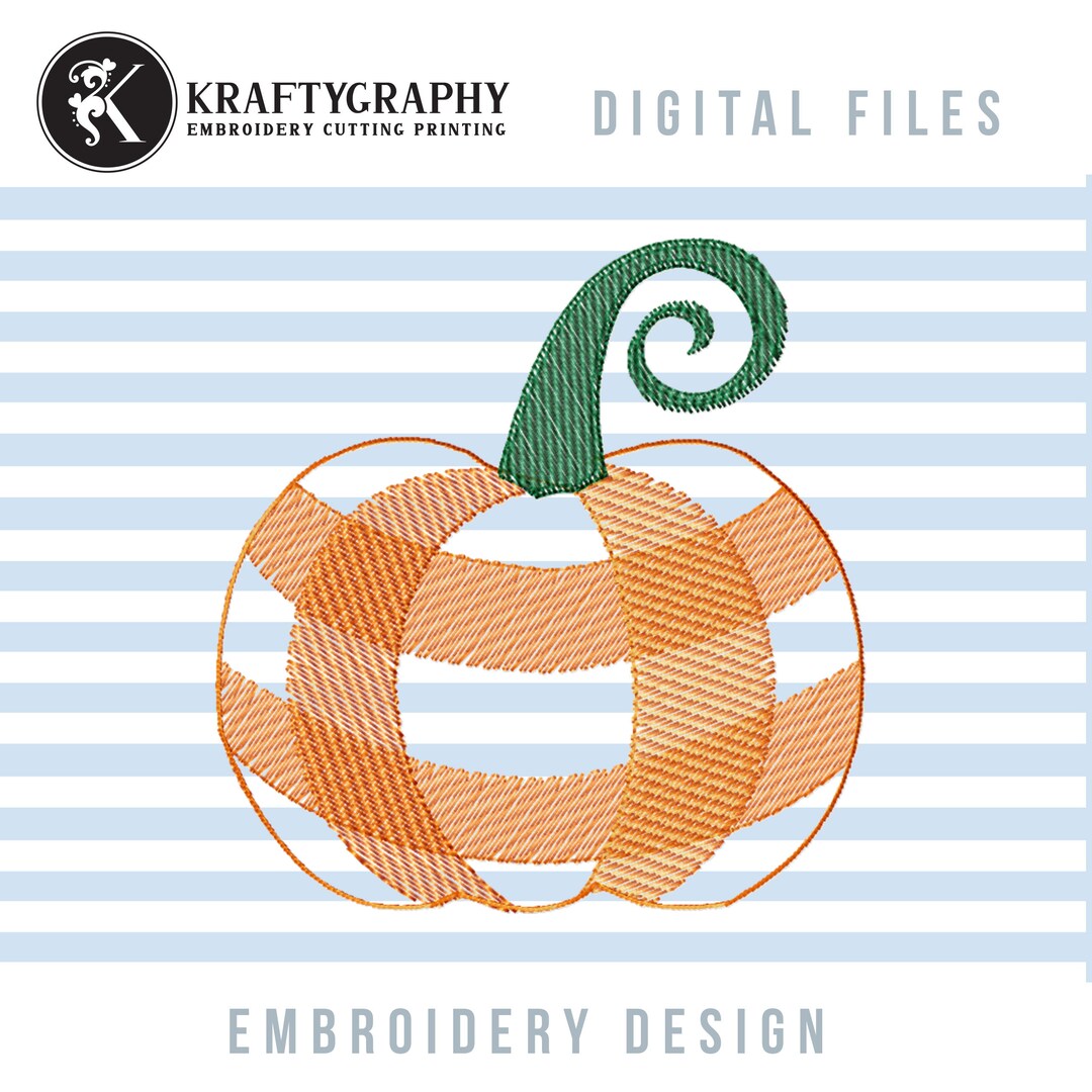 Pumpkin Sketch Machine Embroidery Designs, Gingham Pumpkin Embroidery ...