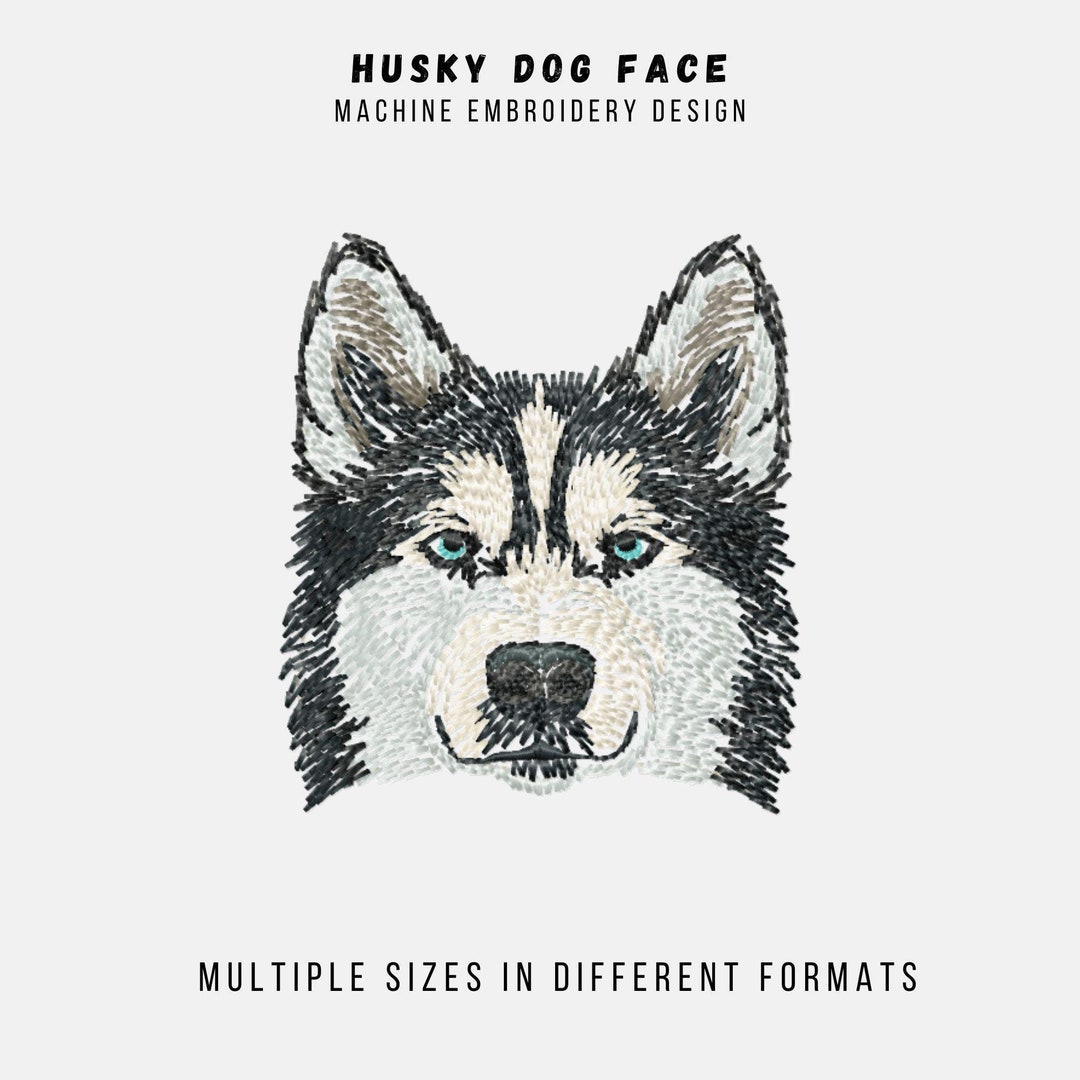 Husky Colorful Dog Face Machine Embroidery Designs, Applique and Fill ...
