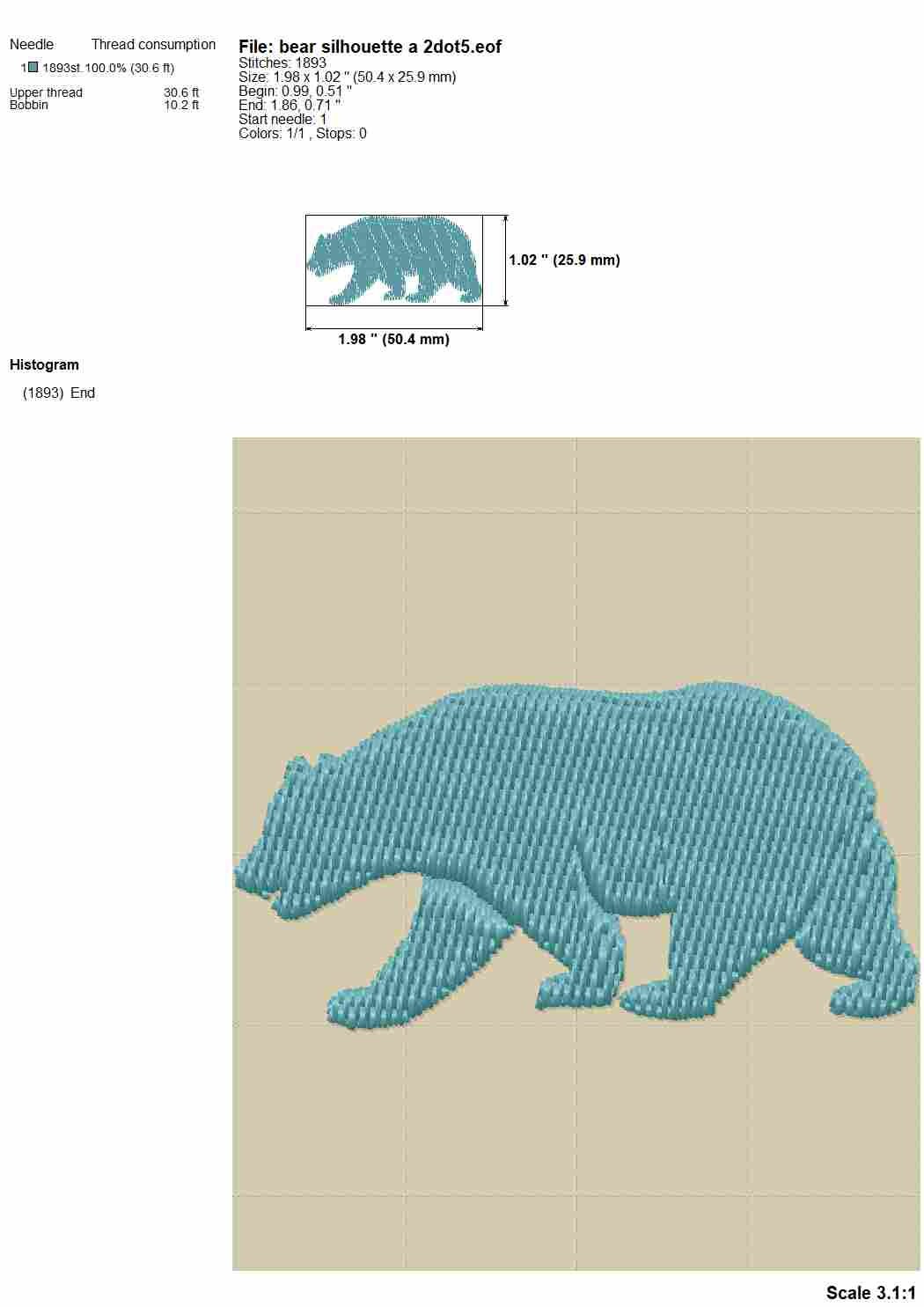 Simple Bear Silhoutte Machine Embroidery Design Small Size - Etsy