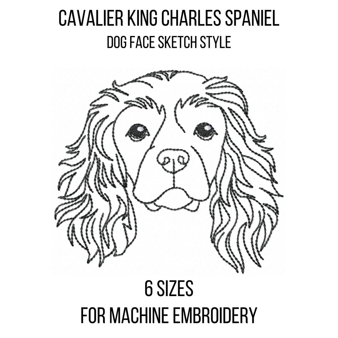 Cavalier King Charles Spaniel Dog Face Machine Embroidery Design ...