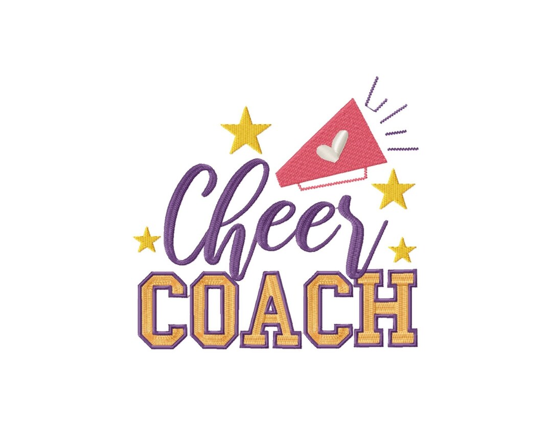 Cheer Coach Embroidery Design: Megaphone, Cheerleader (machine Files ...