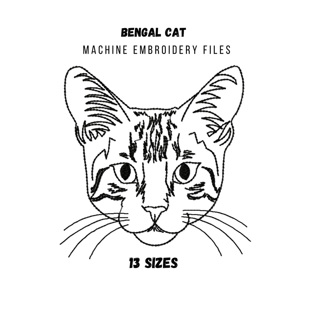 Bengal / Tabby Cat Face Machine Embroidery Designs, Multiple Sizes 3 ...