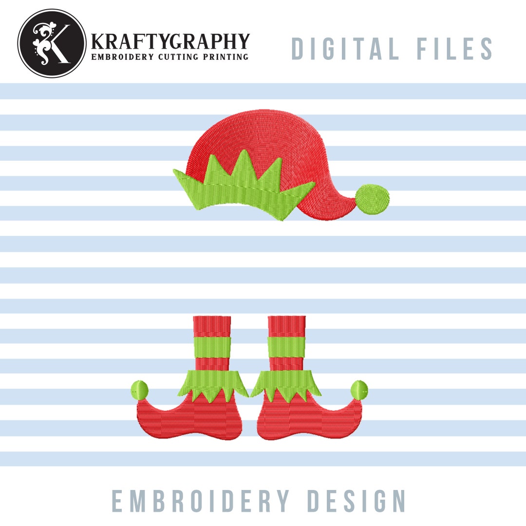 Elf Monogram Embroidery Designs, Elf Hat Embroidery Patterns, Christmas ...