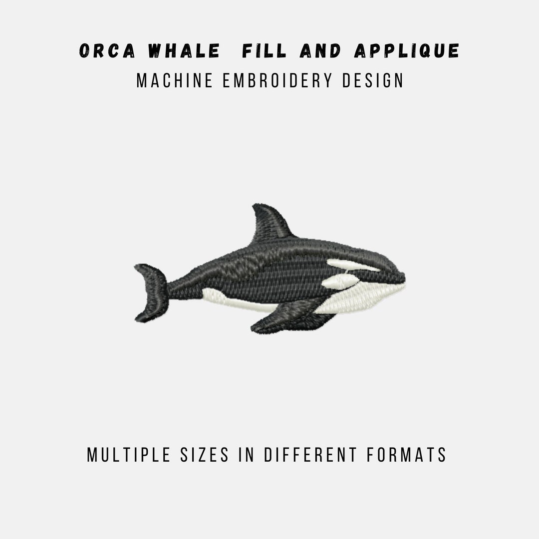 Orca Whale Machine Embroidery Design in Fill and Applique, Mini Orca ...