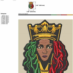 African Queen Embroidery Design, 4 Sizes, Fill Stitch - Etsy
