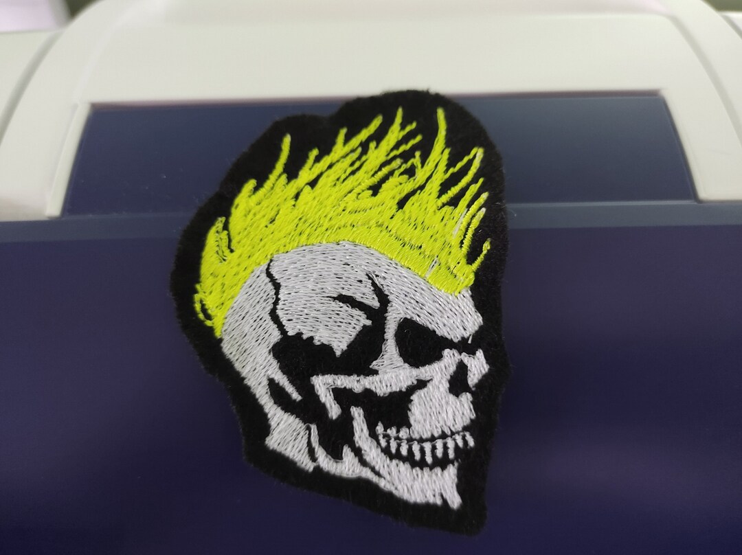 Skull With Punk Hair Machine Embroidery Designs, Cool Embroidery ...