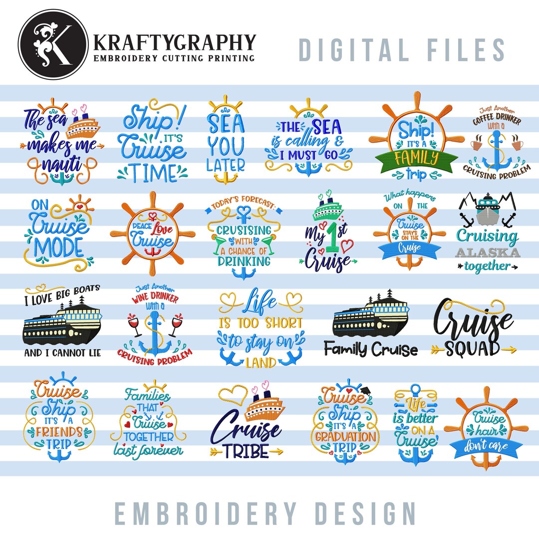 Cruise Machine Embroidery Design Bundle: Family Cruising Patterns in ...