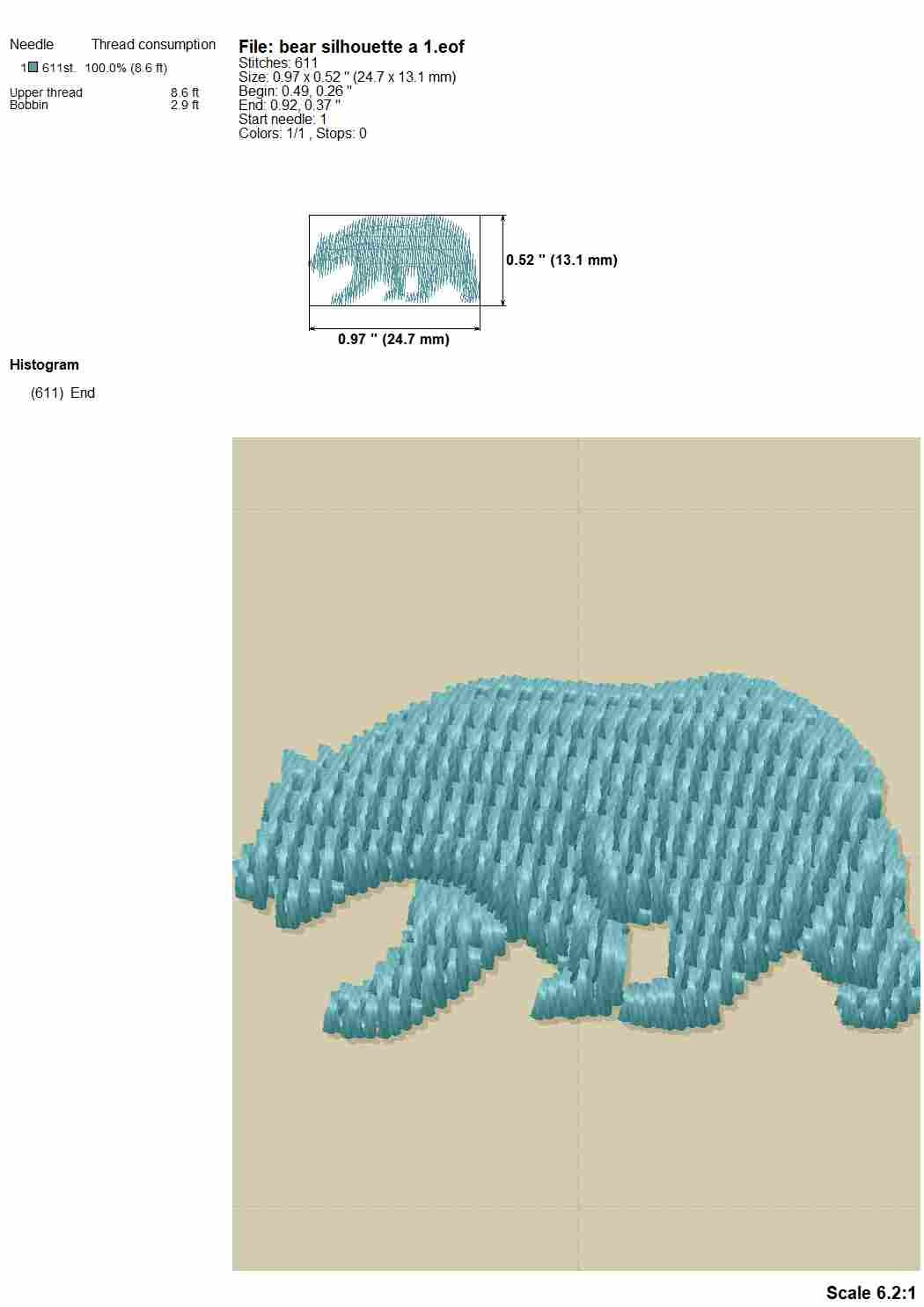 Simple Bear Silhoutte Machine Embroidery Design Small Size - Etsy