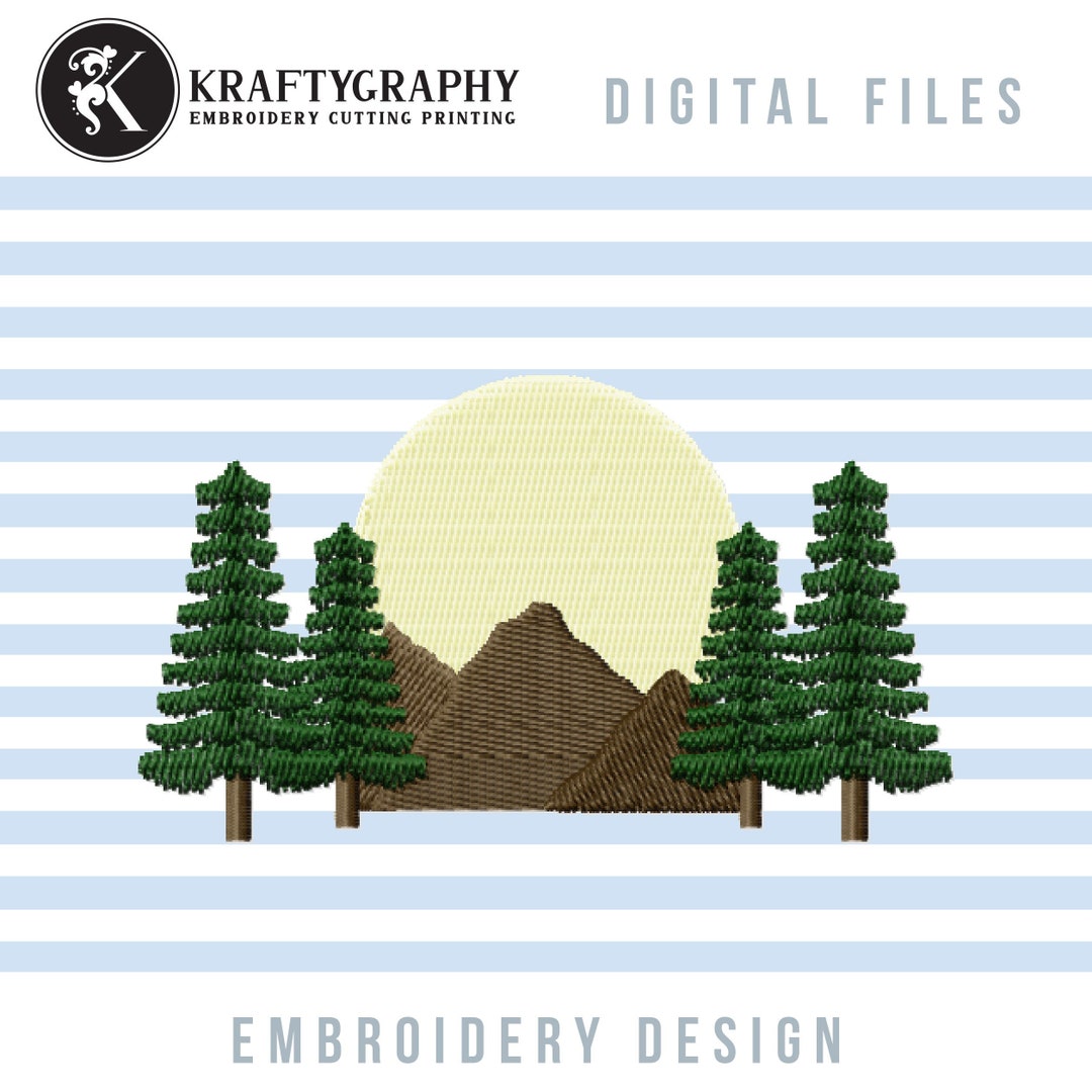 Mountain Camping Embroidery Design: Nature Scene Machine Files (digital ...