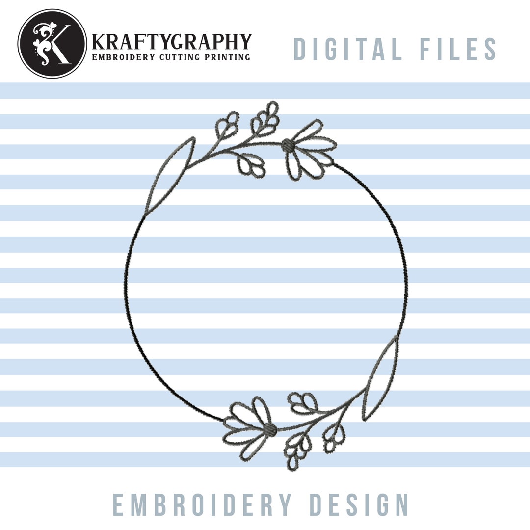 Floral Circle Frame Embroidery Design: Botanical Monogram (machine ...