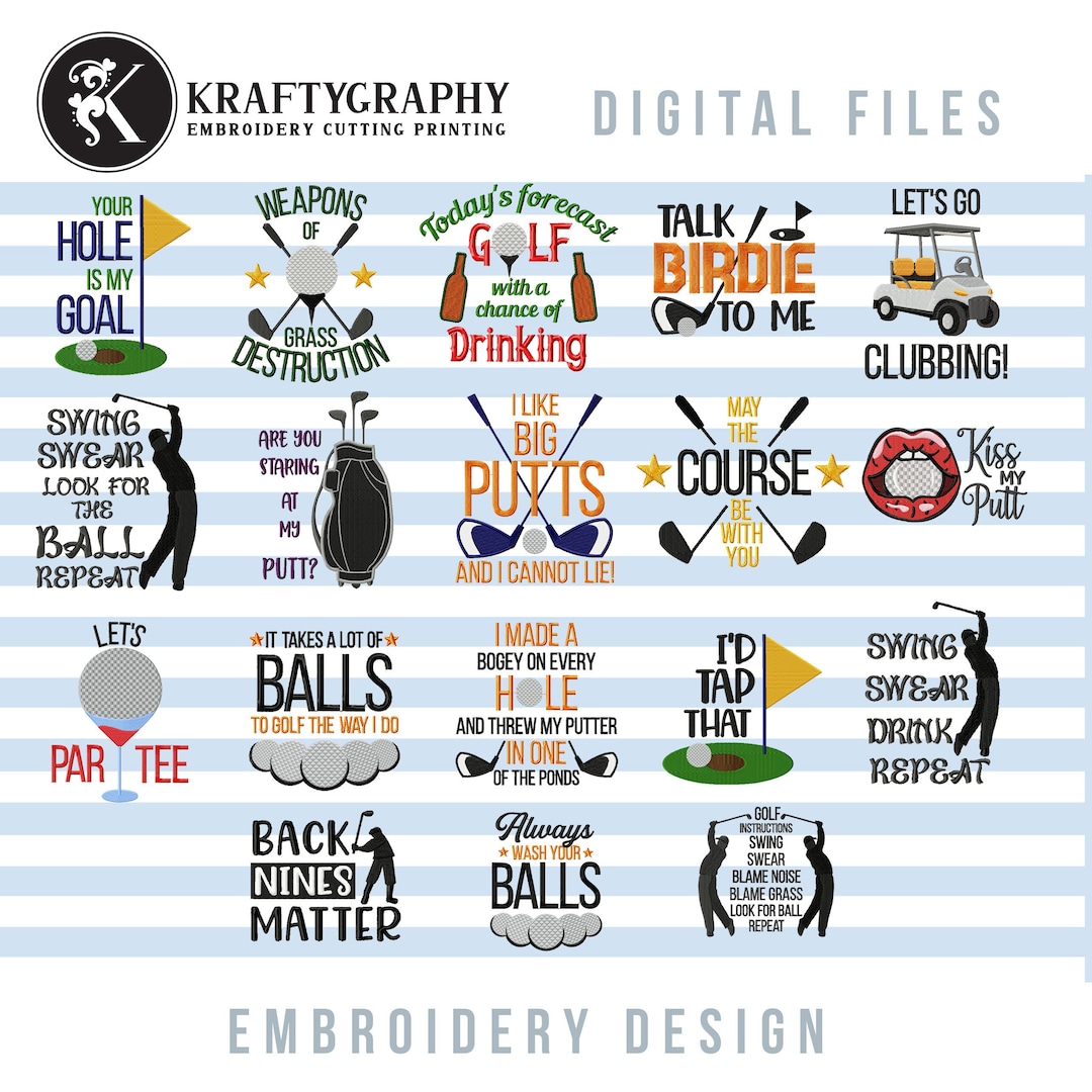 Funny Golf Machine Embroidery Designs Bundle, Golf Embroidery Sayings ...