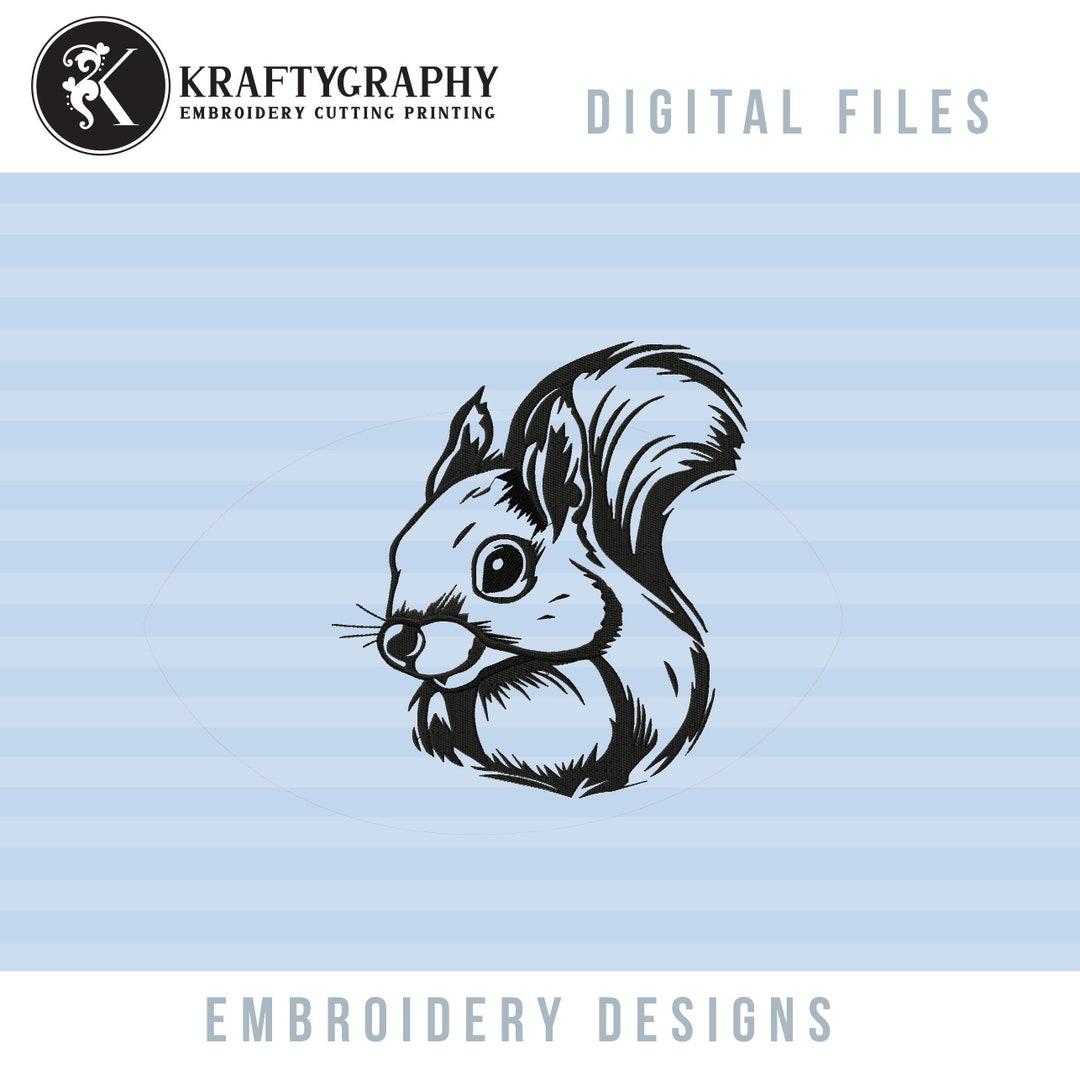 Cute Squirell Machine Embroidery Designs, Squeril Drawing Embroidery ...