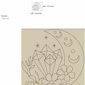 Celestial Chrystals Machine Embroidery Designs, Moon With Flowers and ...
