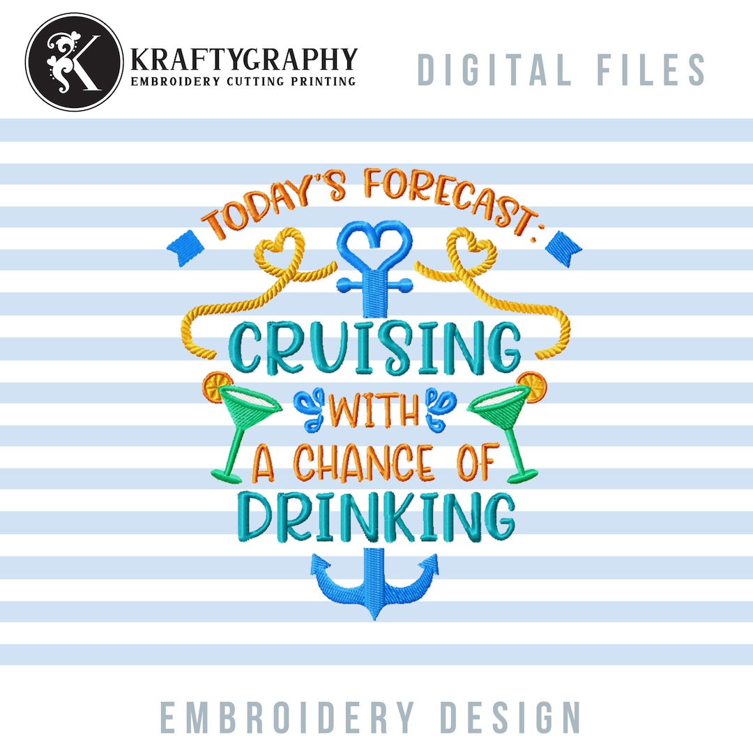 Drinking Cruise Machine Embroidery Designs Cruising Trip - Etsy