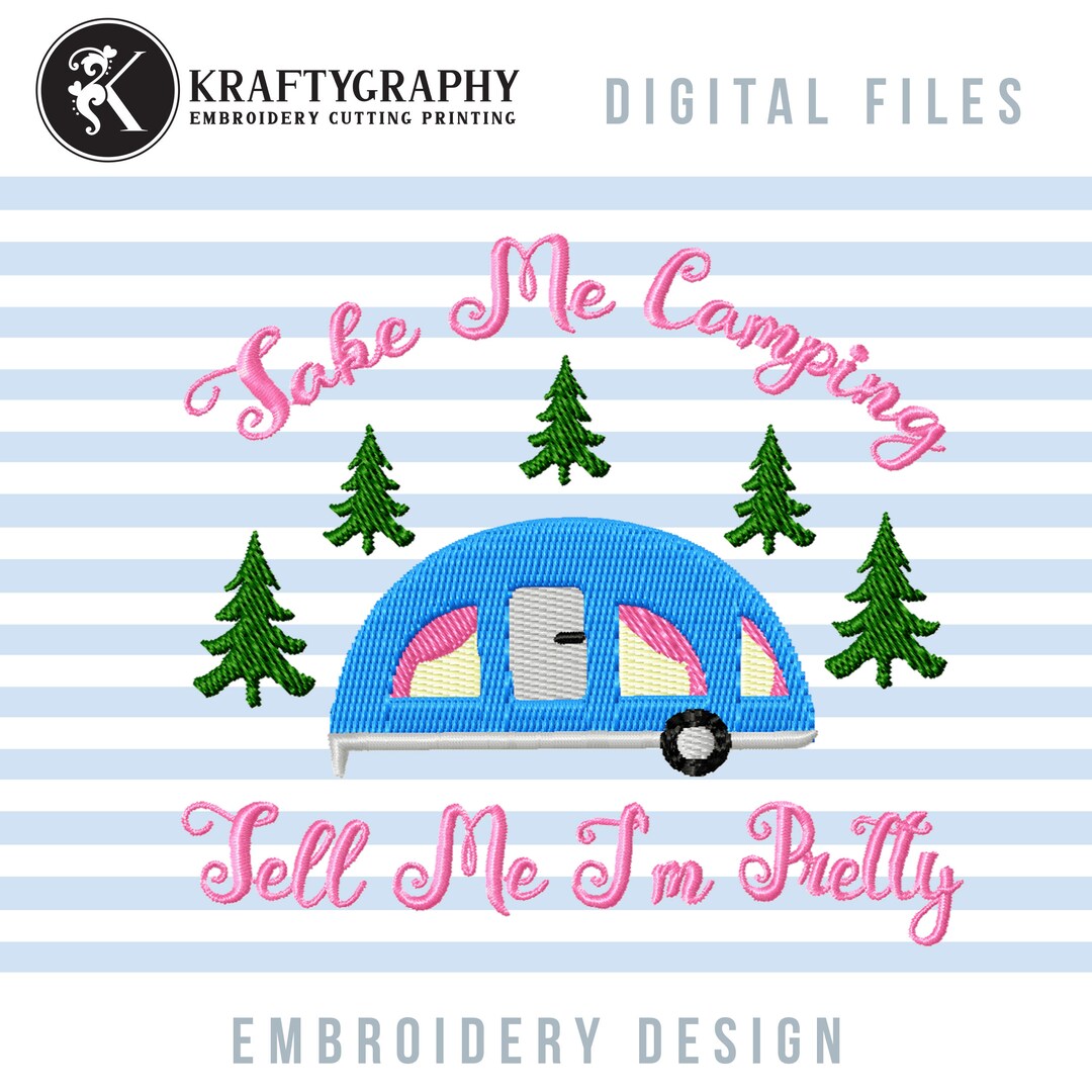 Camping Girl Machine Embroidery Designs, Camper Applique Embroidery ...