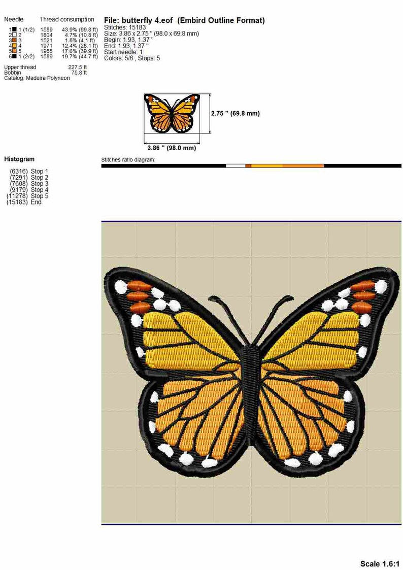 Monarch Butterfly Machine Embroidery Design Beautiful | Etsy
