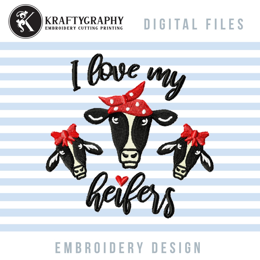 Cow Face Embroidery Designs, Heifer With Bandana VP3, Cow Embroidery ...