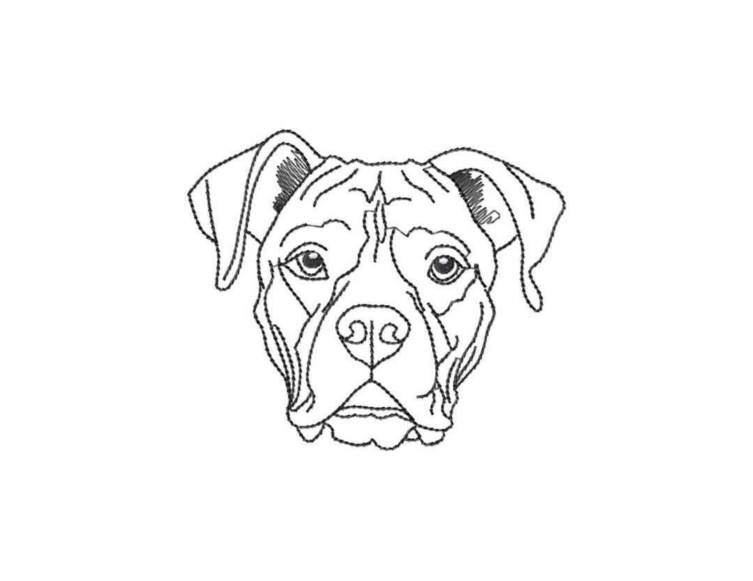 Boxer Dog Face Machine Embroidery Design Outline, Dog Sketch Embroidery ...