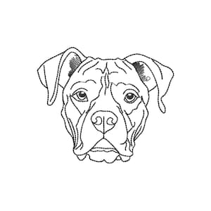 Boxer Dog Face Machine Embroidery Design Outline, Dog Sketch Embroidery ...