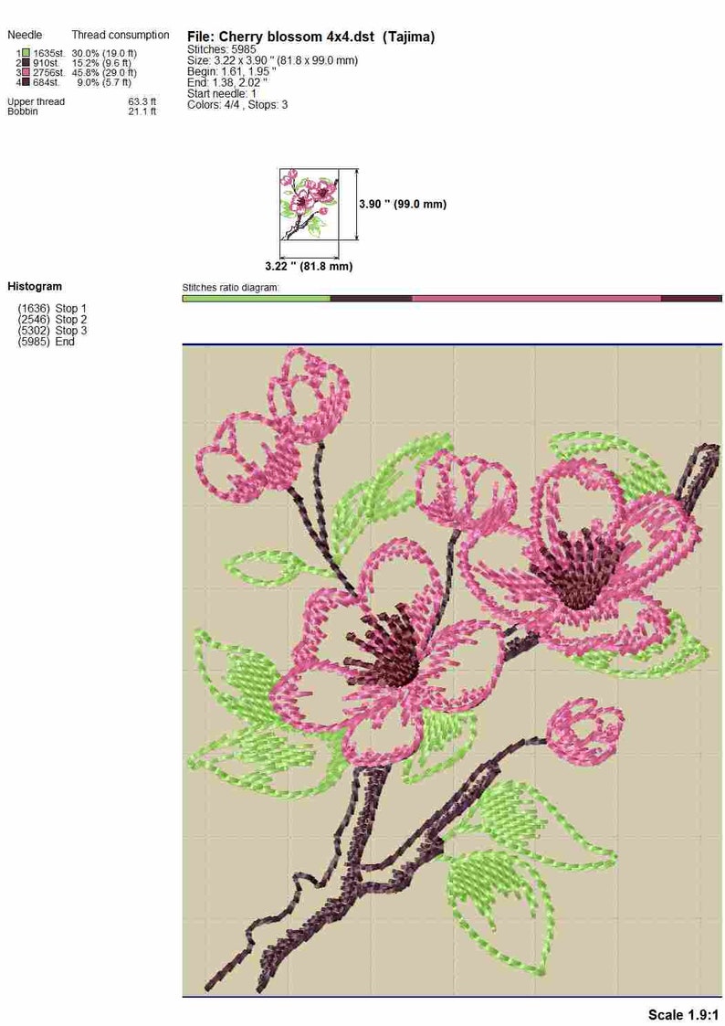 Cherry Blossom Machine Embroidery Designs Spring Flowers - Etsy