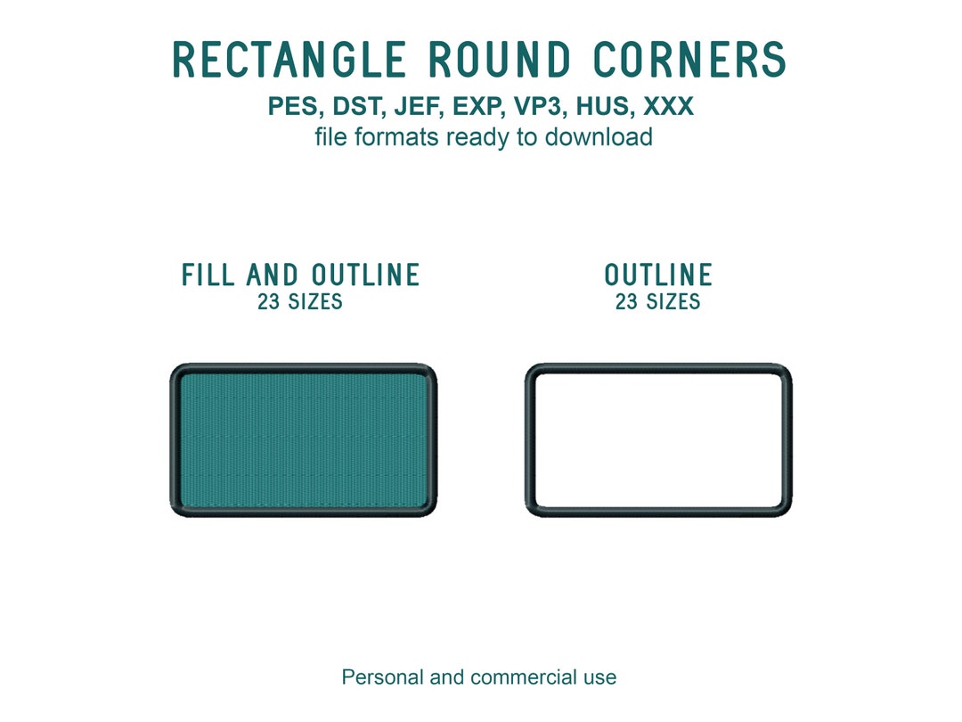 Round Corner Rectangle Machine Embroidery Design: Filled and Applique ...