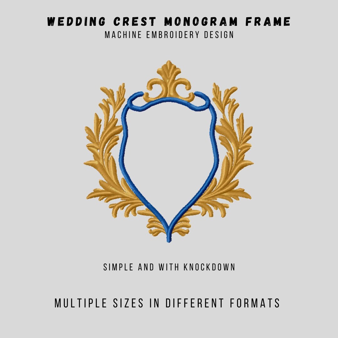 Wedding Monogram Crest Machine Embroidery Design: Elegant Family Name ...